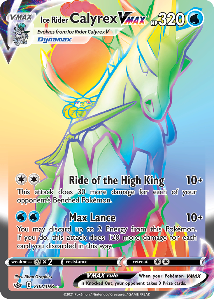 Ice Rider Calyrex VMAX 202/198 Rare Rainbow | Chilling Reign | Pokemon ...