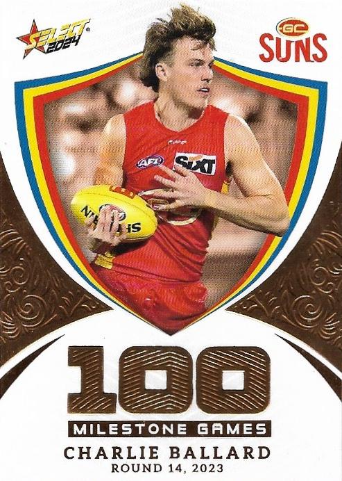Charlie Ballard #MG56 Gold Coast Suns | Milestone 2024 Select AFL Foot ...