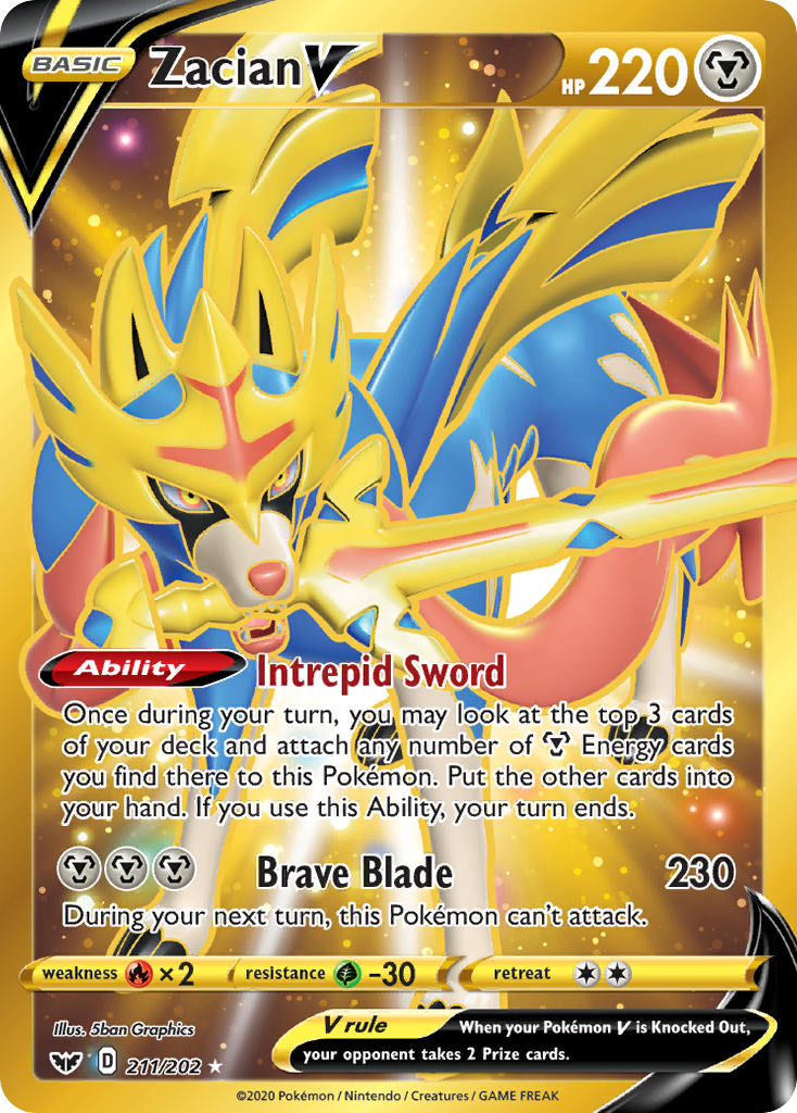 Zacian V 211/202 Rare Secret | Sword & Shield | Pokemon Card ...