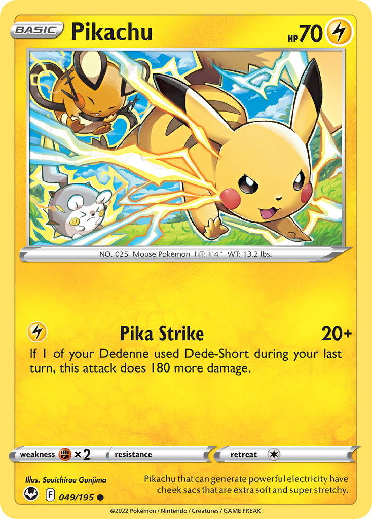 Pikachu 49/195 Common | Silver Tempest | Pokemon Card – Brickheads ...