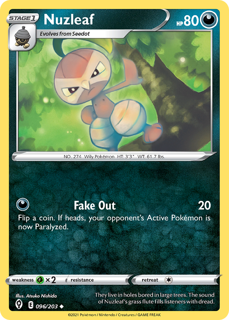 Nuzleaf 96/203 Uncommon | Evolving Skies | Pokemon Card – Brickheads ...